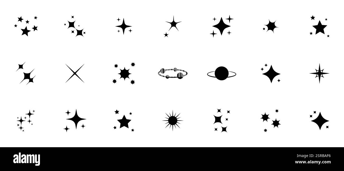 Sparkle Icons set. Twinkle stars collection. Shine star icons. Effect ...
