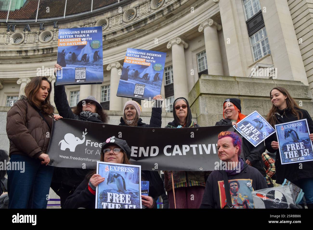 London, UK. 15th February 2025. Activists gather outside Sea Life ...