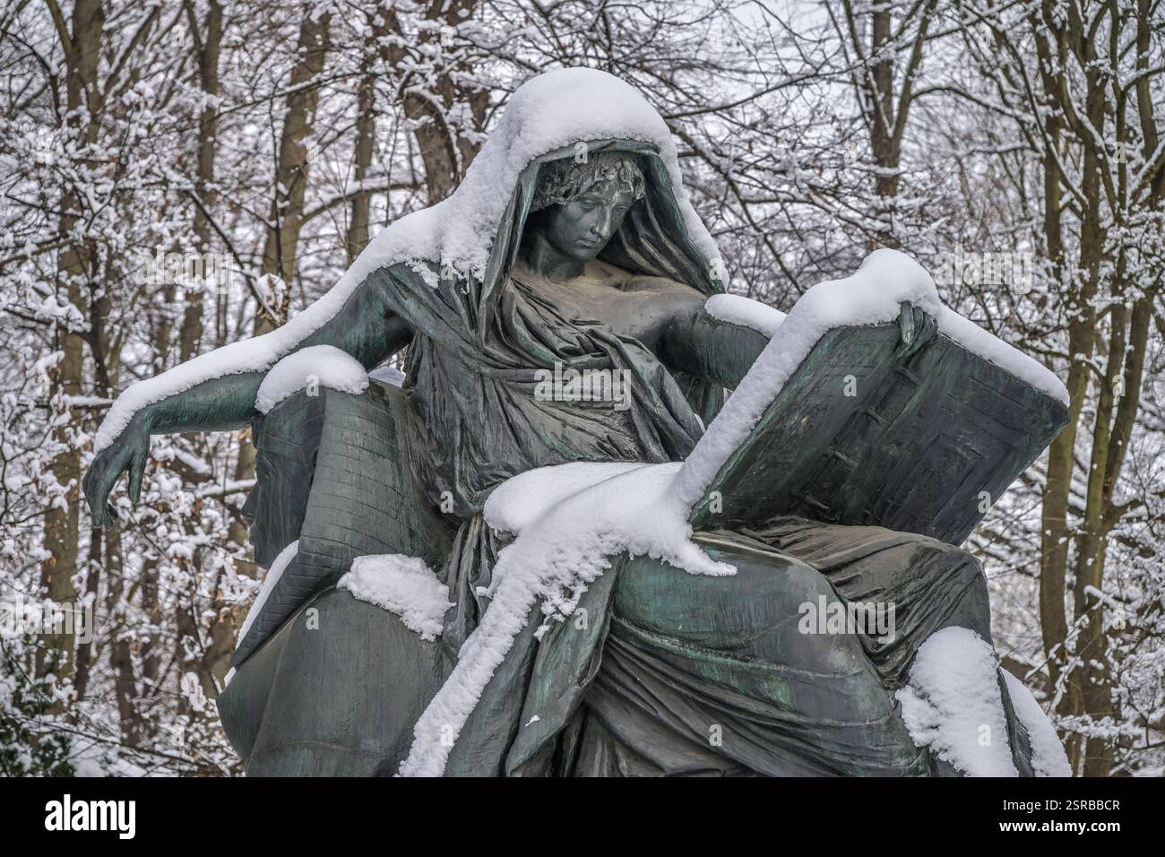 Figur der Sibylle, Winter, Schnee, Bismarck Nationaldenkmal, Großer ...