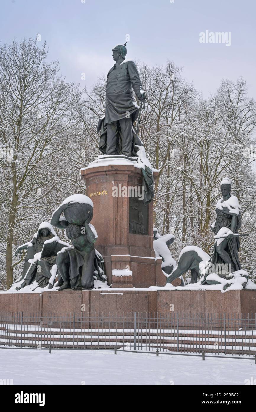 Winter, Schnee, Bismarck Nationaldenkmal, Großer Stern, Tiergarten ...