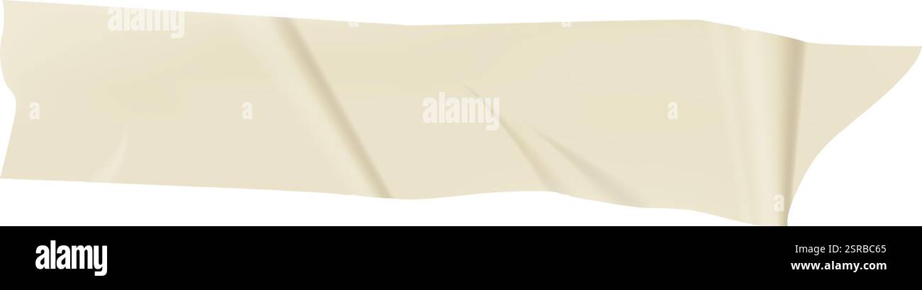 Crumpled beige adhesive tape featuring various wrinkles and folds ...