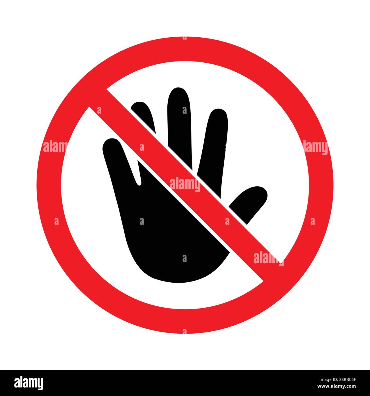 stop hand, No entry hand red label vector silhouette on a white ...