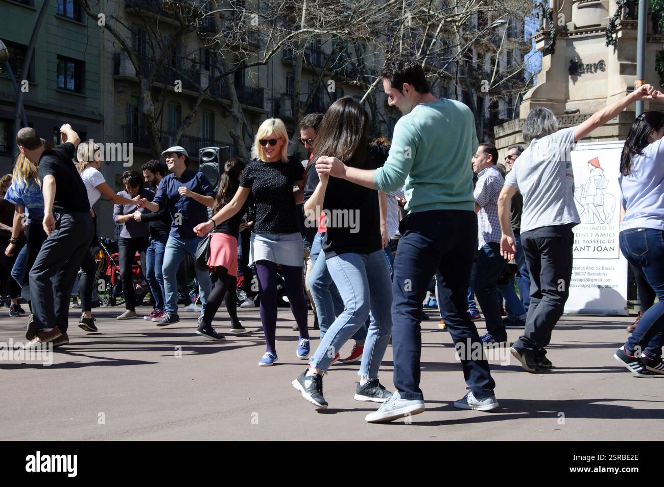 People dancing swing on the street to celebrate spring, Barcelona ...