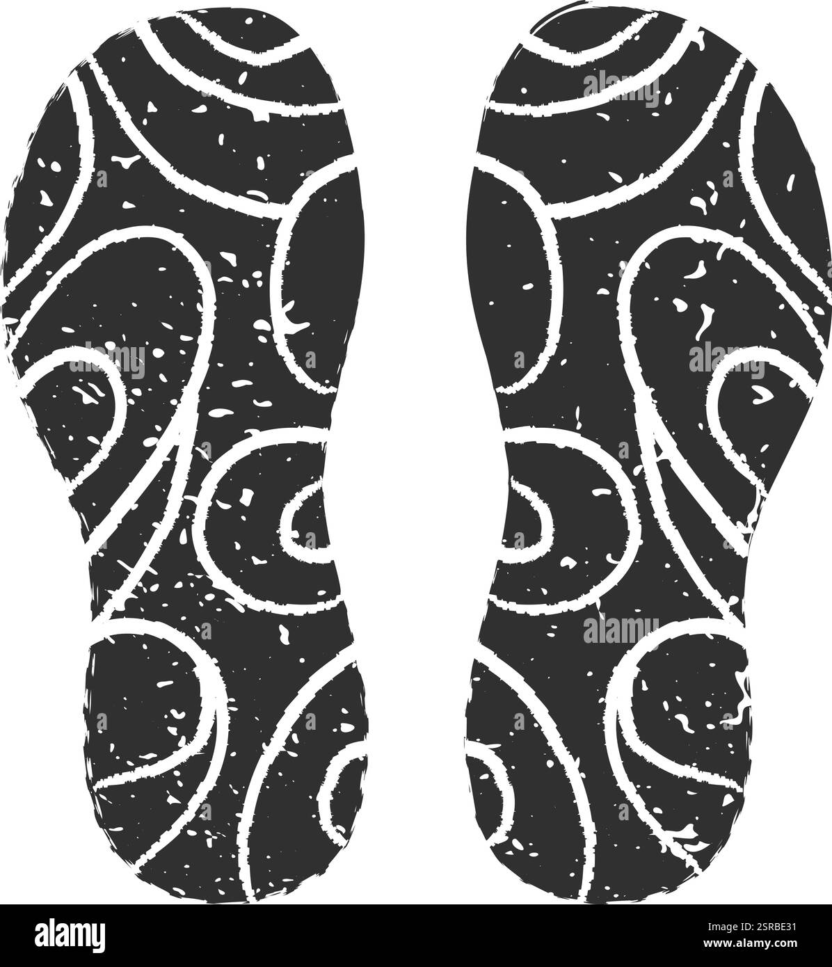 Shoe prints with curved lines create intricate traces on the ground ...