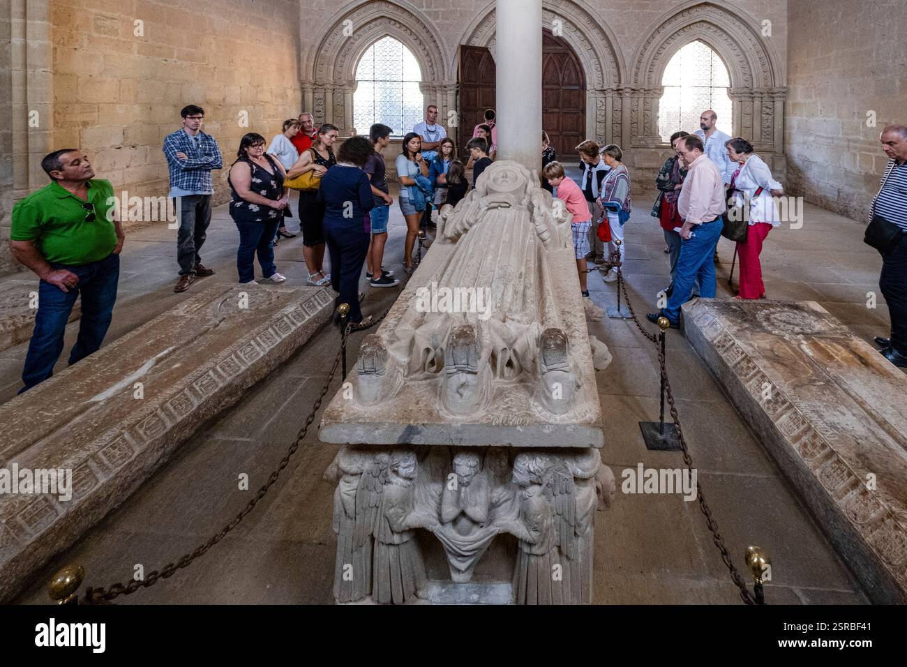 Tombs of the abbesses, chapter house, 12th century, Monastery of Santa ...
