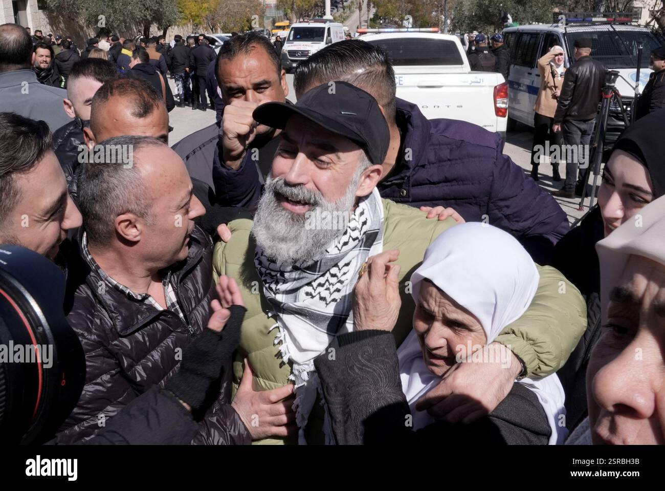 Ramallah, West Bank. 15th Feb, 2025. Former Palestinian prisoners ...