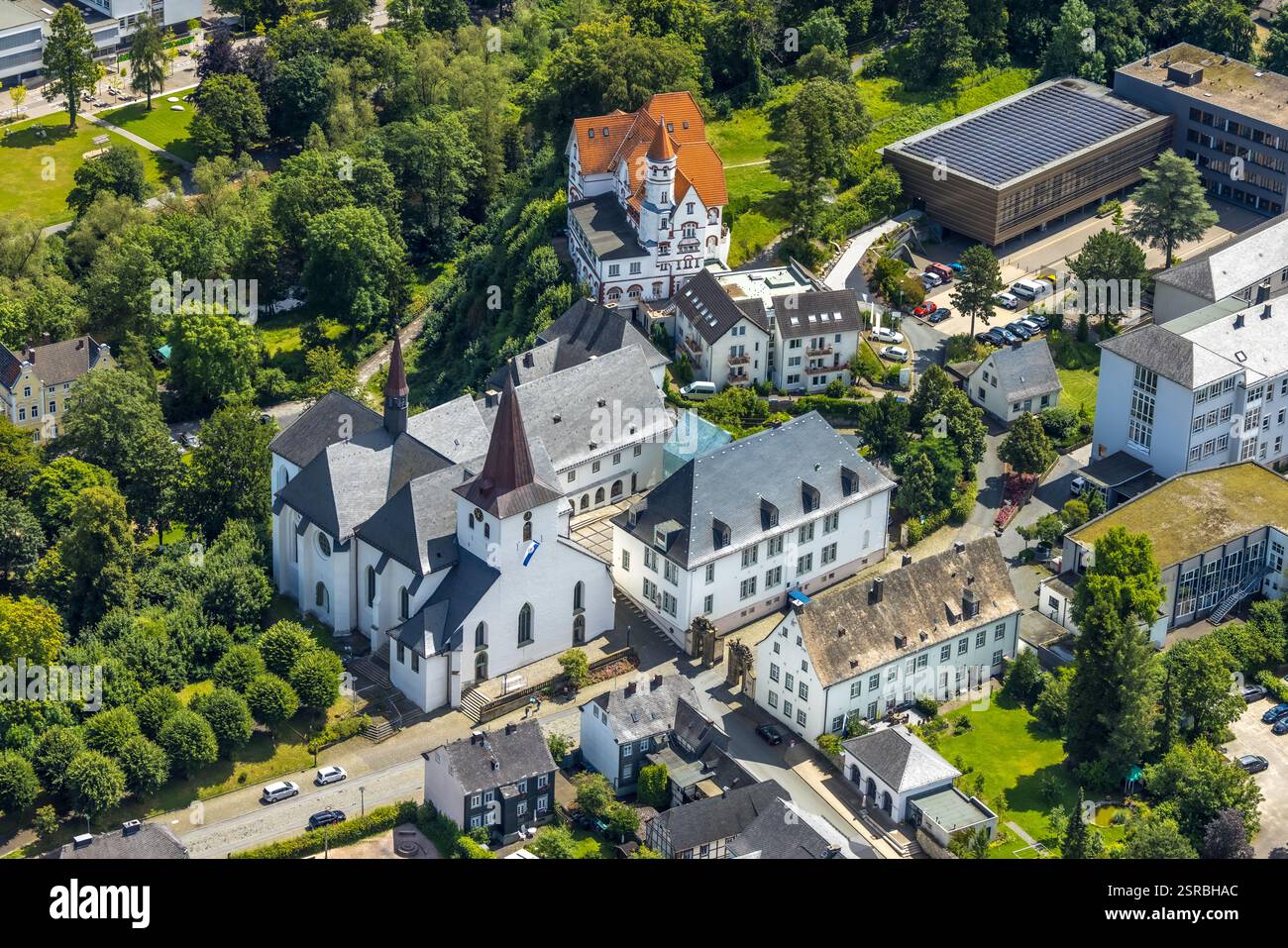 Aerial view, Wedinghausen Monastery and St. Laurentius Catholic Church ...