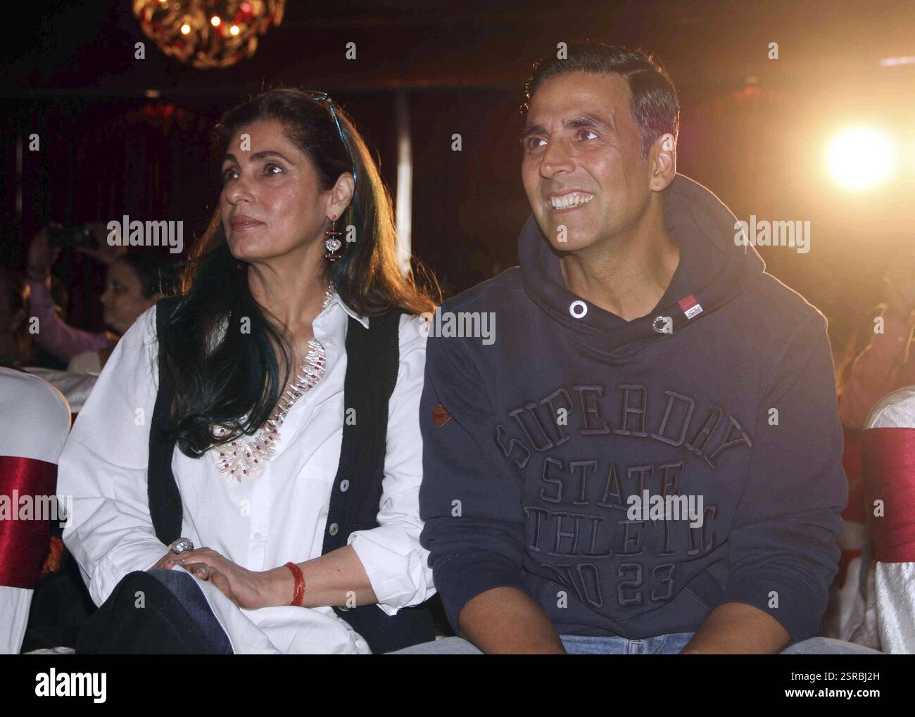 Bollywood actors Akshay Kumar and Dimple Kapadia during the music ...