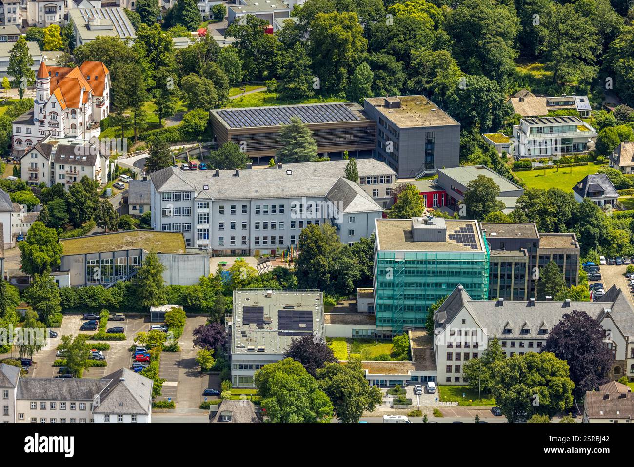 Aerial view, district building and district government, building ...