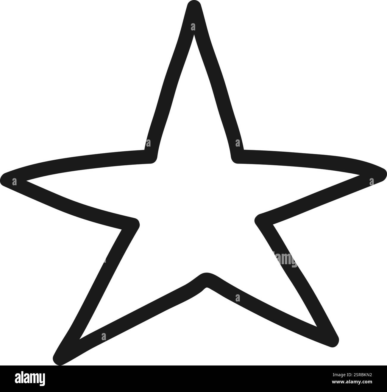 Simple, hand drawn five pointed star is isolated on white, symbolizing ...