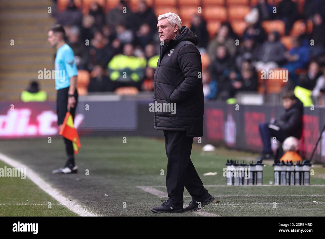 Blackpool, UK. 15th Feb, 2025. Steve Bruce manager of Blackpool looks ...