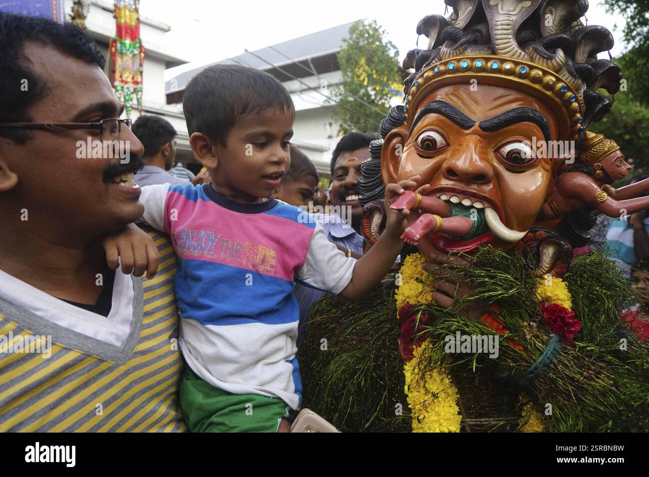 Traditional Kummatti dancers wear wooden masks of various ods dummatti ...