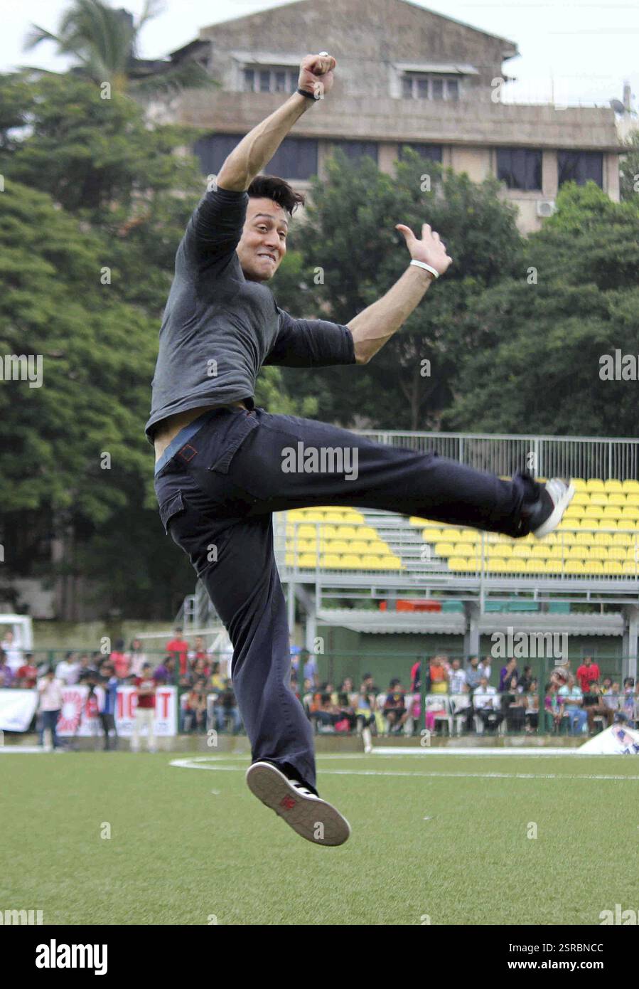 Bollywood actor Tiger Shroff during celebrity football match organized ...