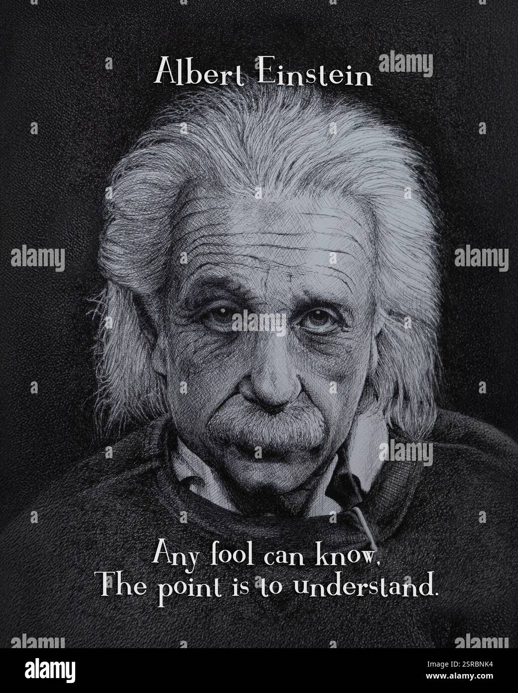 Albert Einstein portrait in Black ink drawing Stock Photo - Alamy