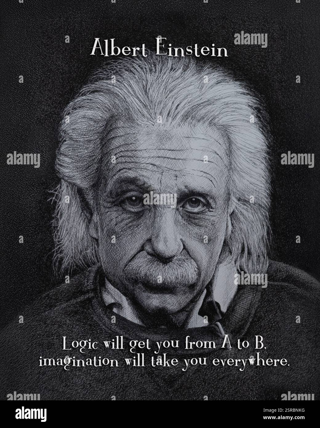 Albert Einstein portrait in Black ink drawing Stock Photo - Alamy