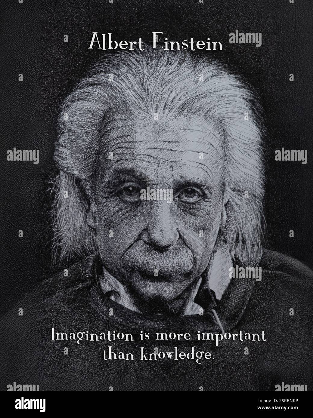 Albert Einstein portrait in Black ink drawing Stock Photo - Alamy