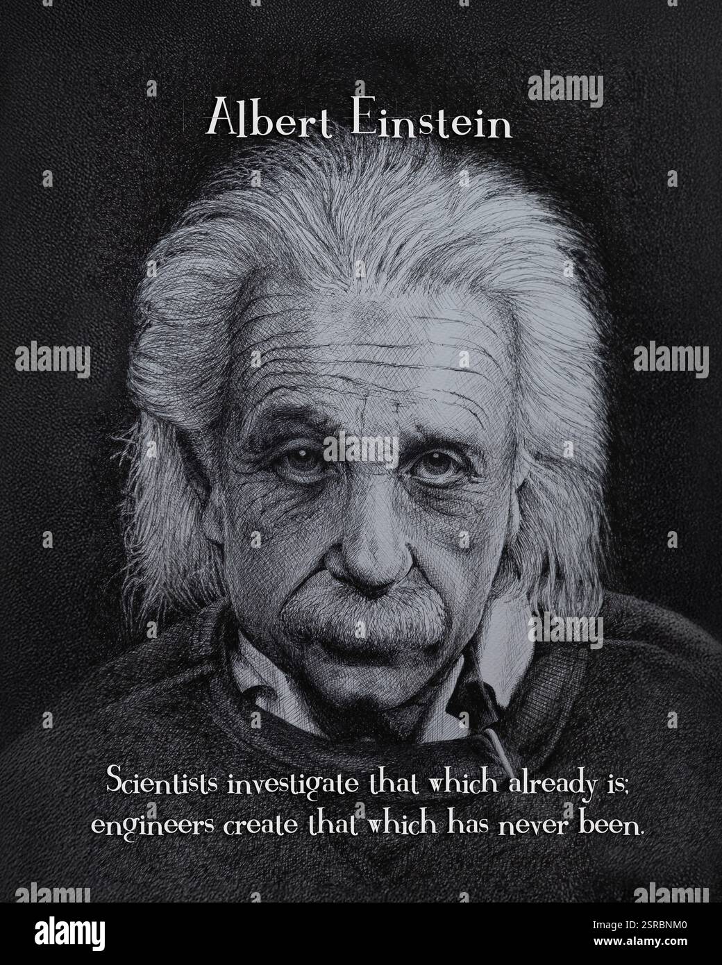 Albert Einstein portrait in Black ink drawing Stock Photo - Alamy