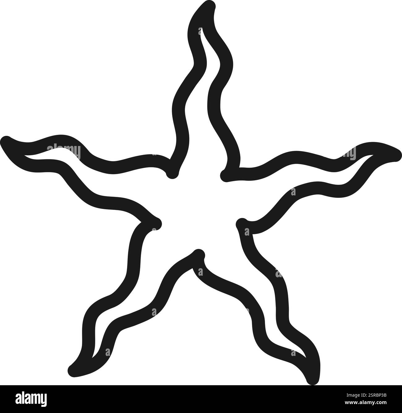 Hand drawn starfish illustration featuring five wavy arms, offering a ...