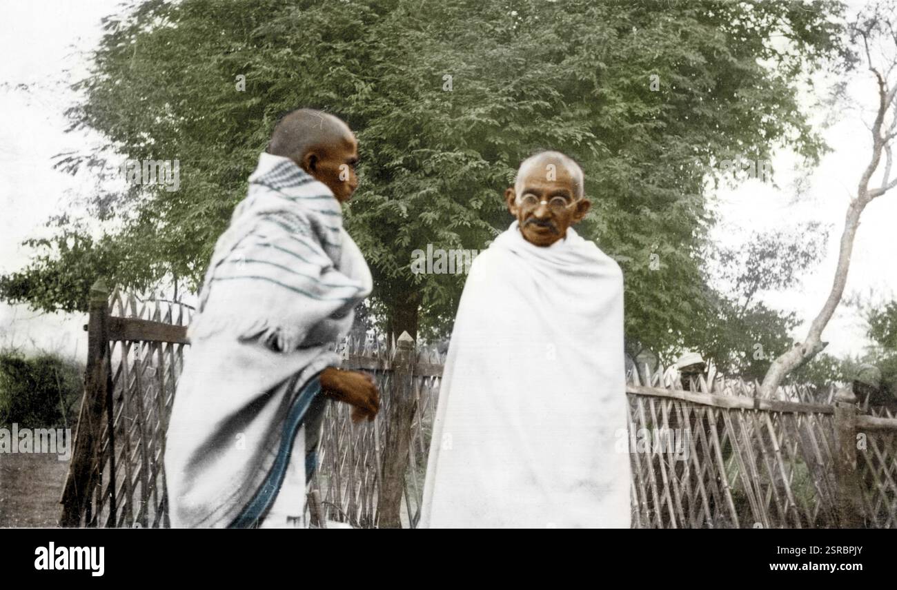 Mahatma Gandhi with Vinoba Bhave, India, Asia, 1934, Asia Stock Photo ...