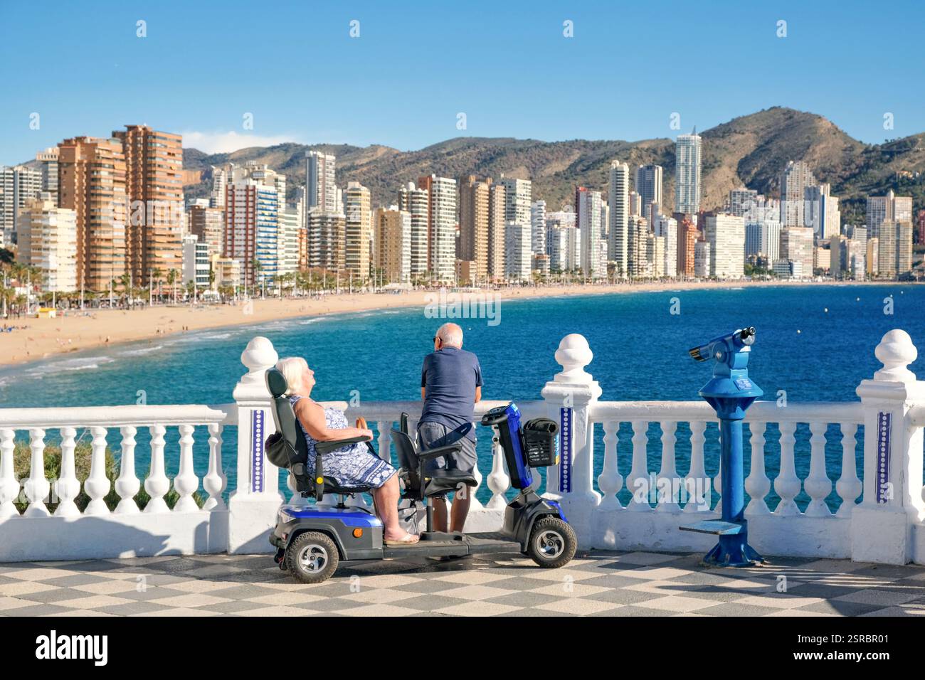 Benidorm, Spain - January 11, 2025: People relax in Plaza de Castel in ...