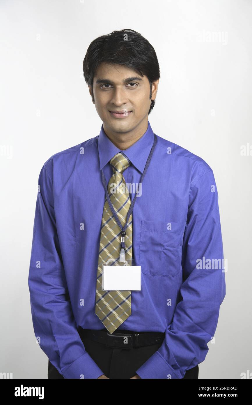 Executive wore Identity card with strap around neck MR#687M Stock Photo ...