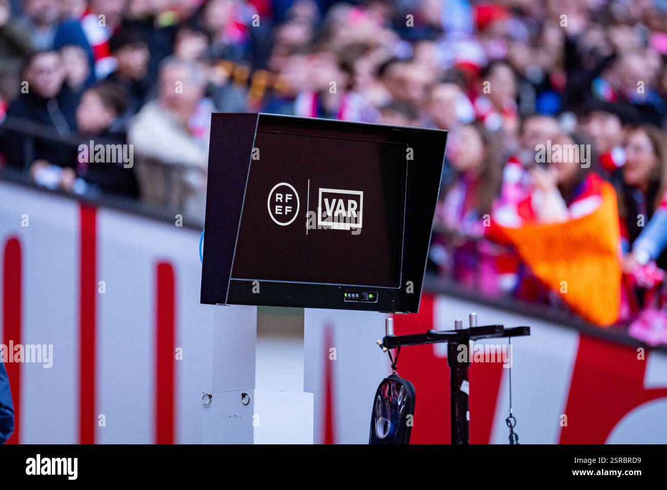 Madrid, Madrid, Spain. 15th Feb, 2025. The VAR monitor seen during the ...