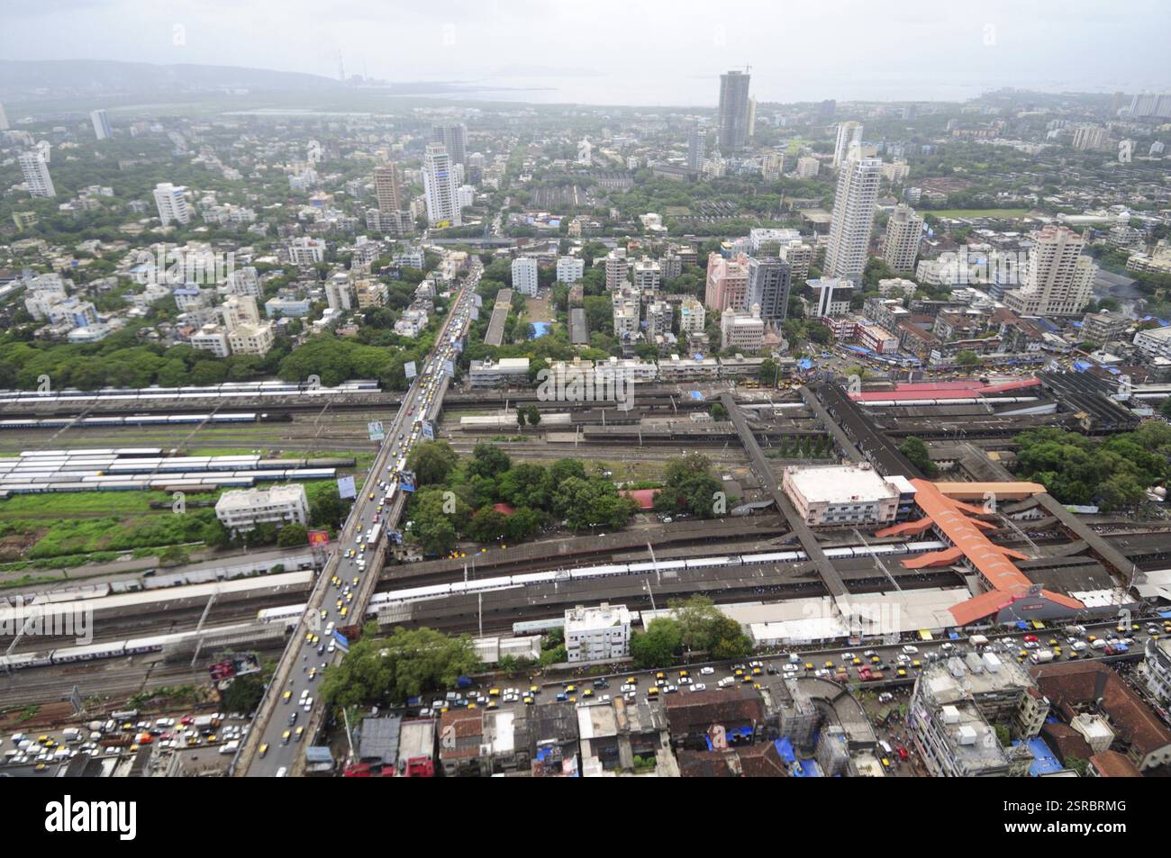 Aerial view of dadar station with tilak bridge, Bombay Mumbai ...