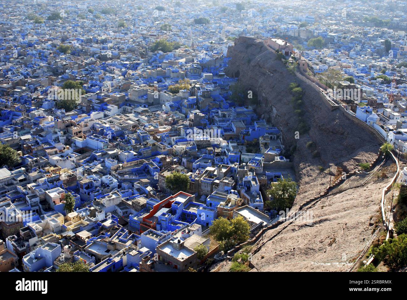 Blue houses around Pachetia hill, Jodhpur, Rajasthan, India, Asia Stock ...