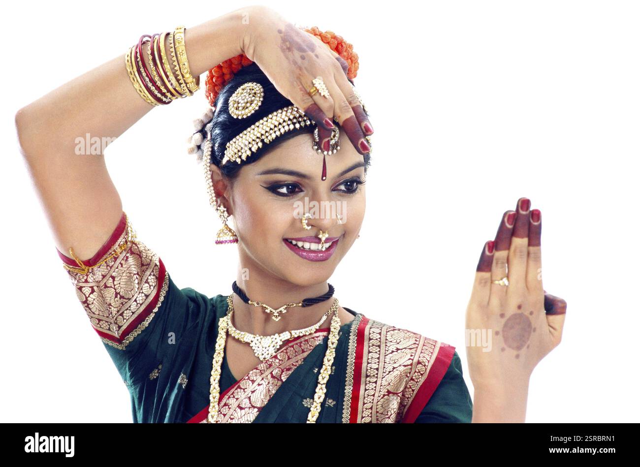 Dancer performing bharatnatyam showing emotion shringar classical dance ...