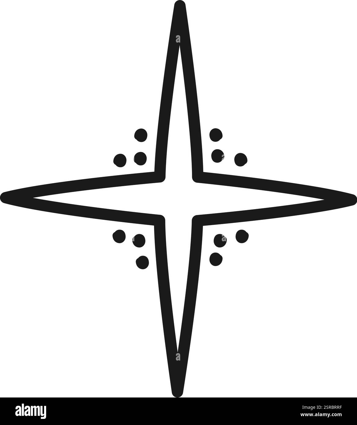 Simple yet captivating, this four pointed star shines with a hand drawn ...
