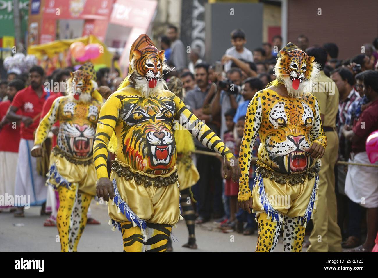 Pulikali Tiger Dance procession, Onam festival, Thrissur, Kerala, India ...