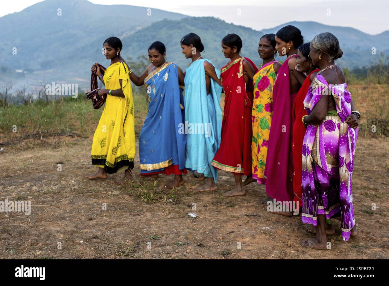 Women performing Dhimsa folk dance, Andhra Pradesh, India, Asia Stock ...