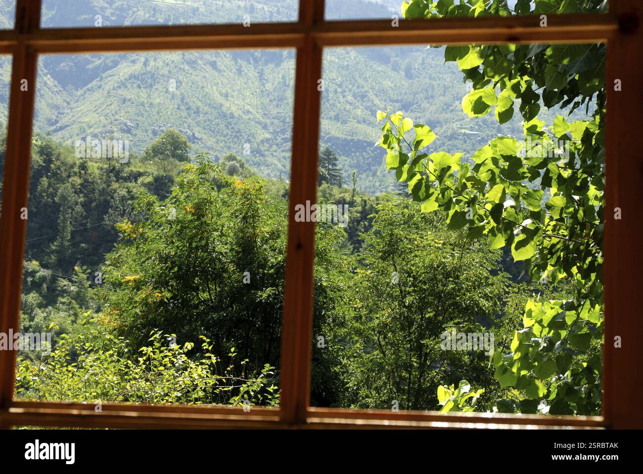 Pir panjal range through window frames in Himachal Pradesh, India, Asia ...
