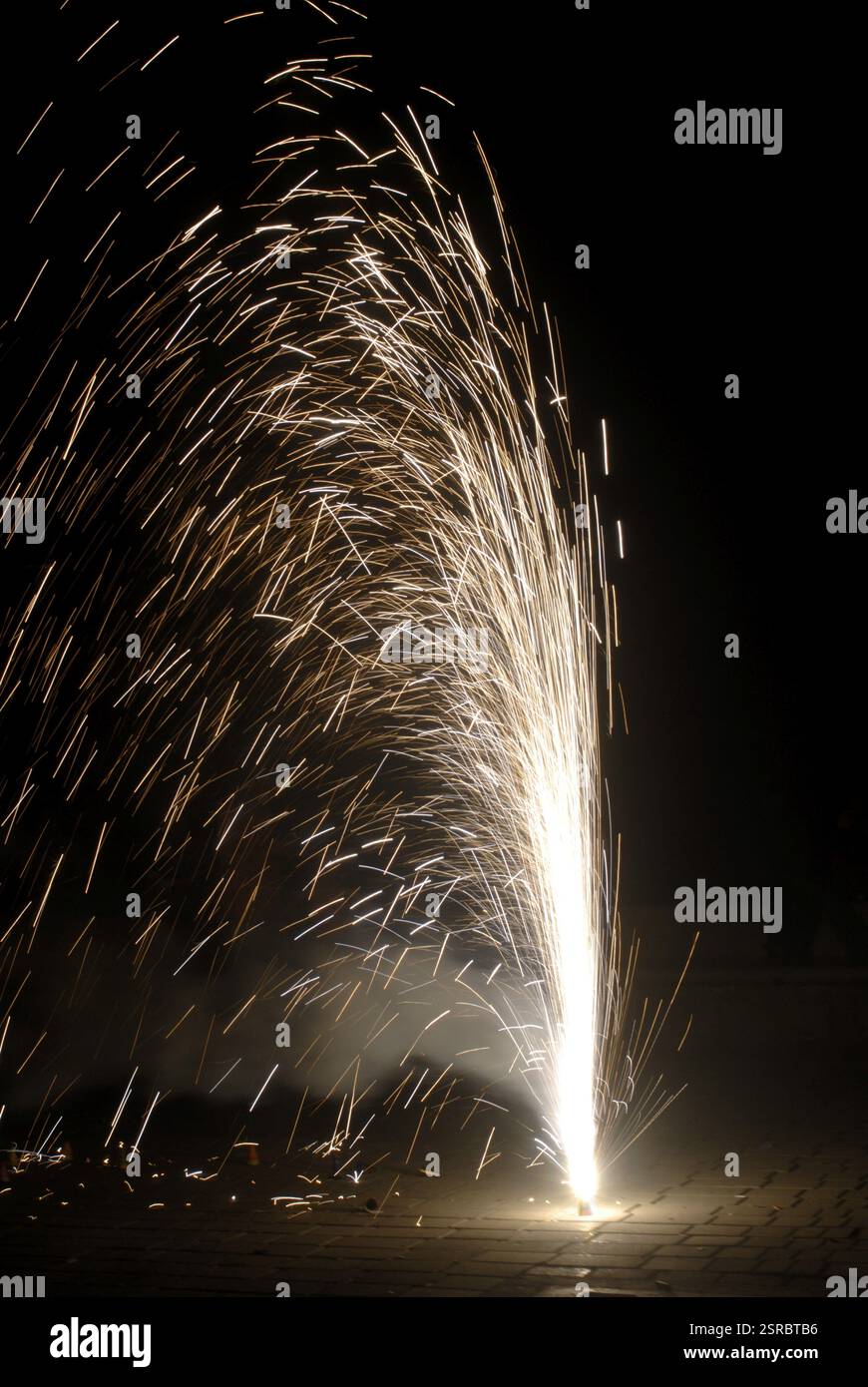 Ignited flower pot crackers firework for celebrating Diwali deepawali ...