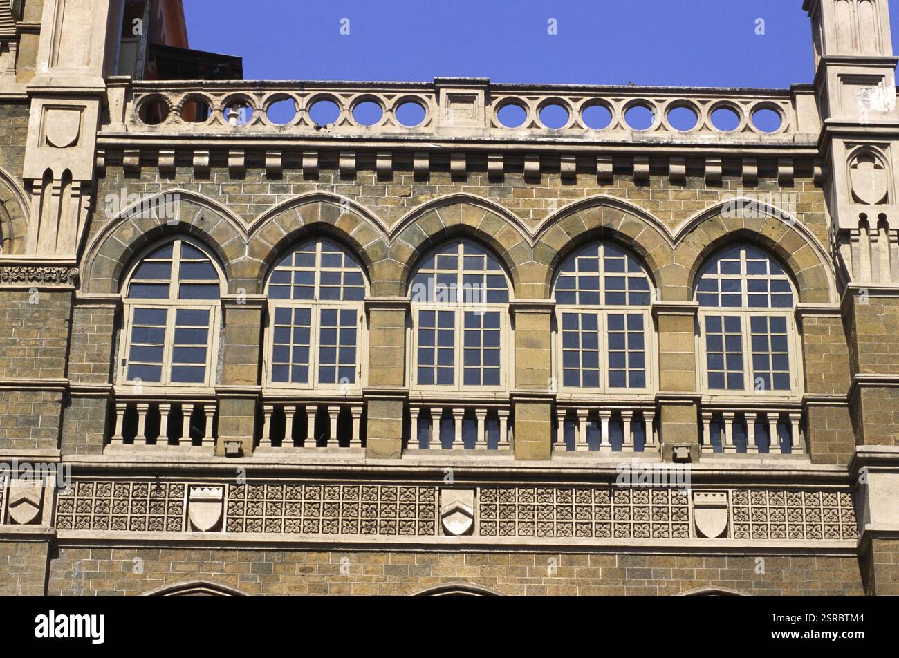 Decorated facade arches and balcony windows of Elphinstone College ...