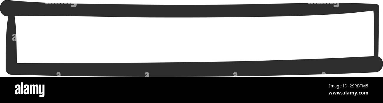 Hand drawn black horizontal banner with rounded corners and copy space ...