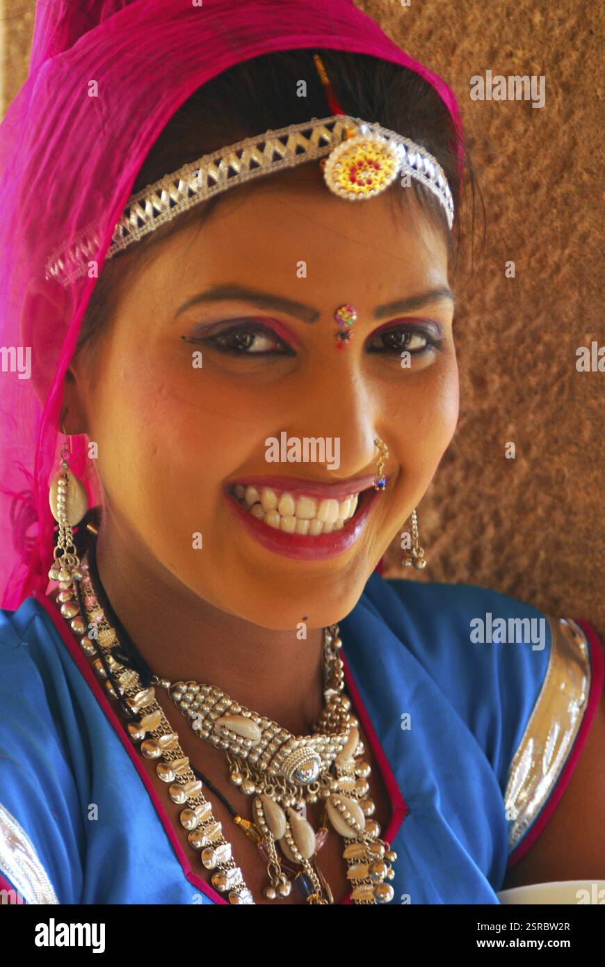 Portrait of Gujarati folk dancer, Jaisalmer, Rajasthan, India MR#704 ...