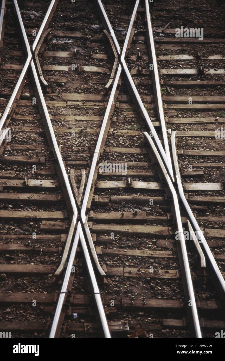 Train tracks, cross, India, Asia Stock Photo - Alamy