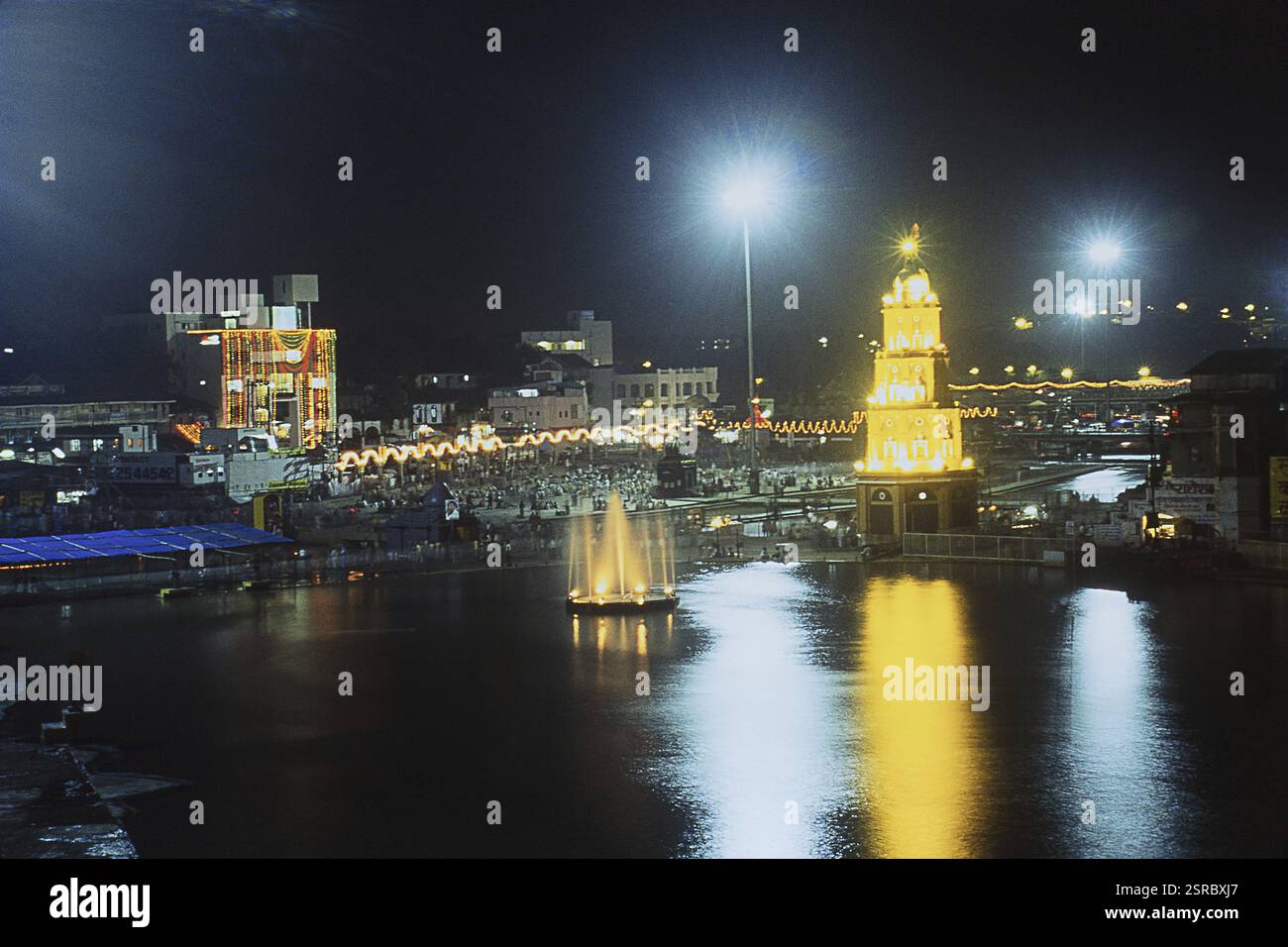 Illuminated ghats of River Godavari, at night, Nashik, Maharashtra ...