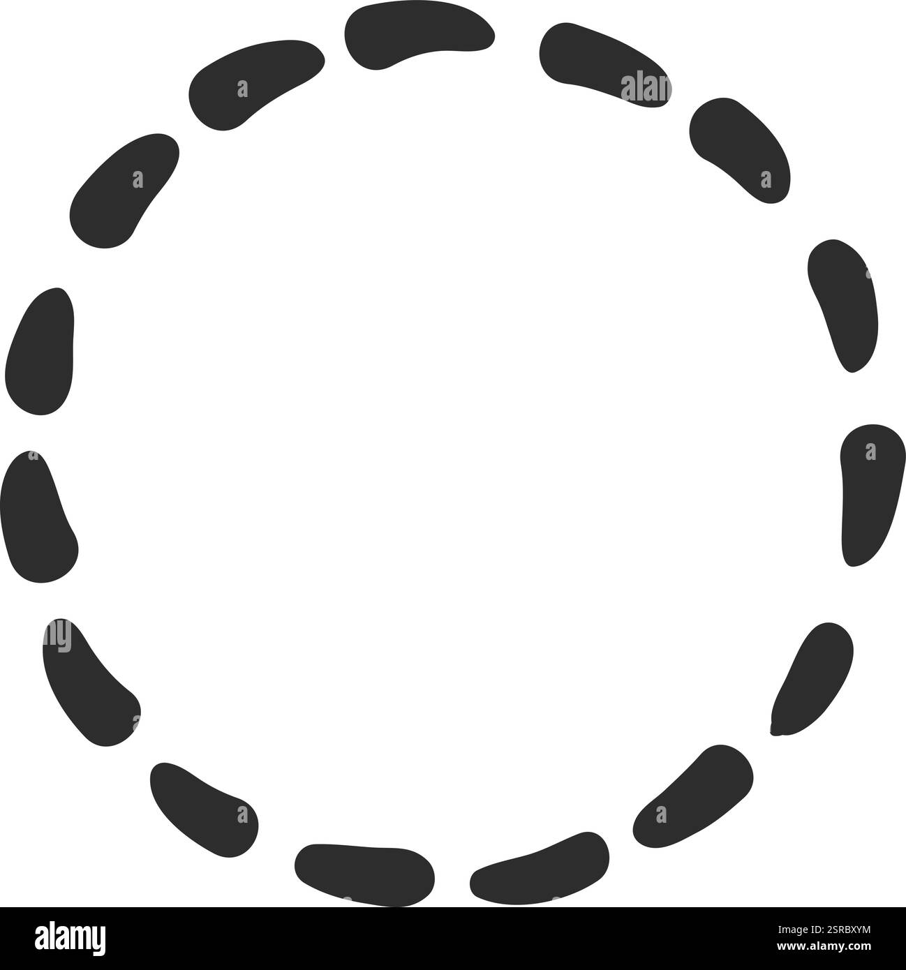 Seamlessly looping dotted line creating a perfect circle with uniformly sized and spaced oval ...