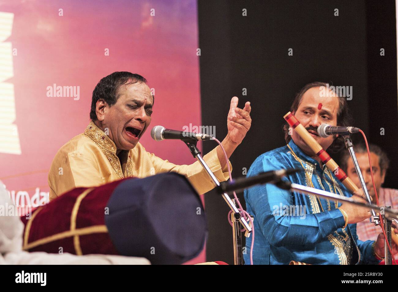 Indian Carnatic vocalist M Balamuralikrishna and flautist Ronu Majumdar ...