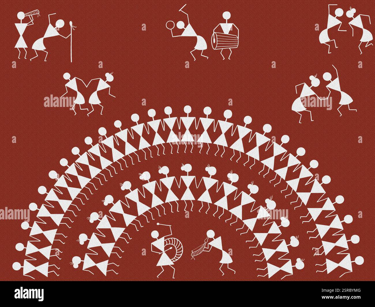 Warli painting tarpa dance India Asia Stock Photo - Alamy