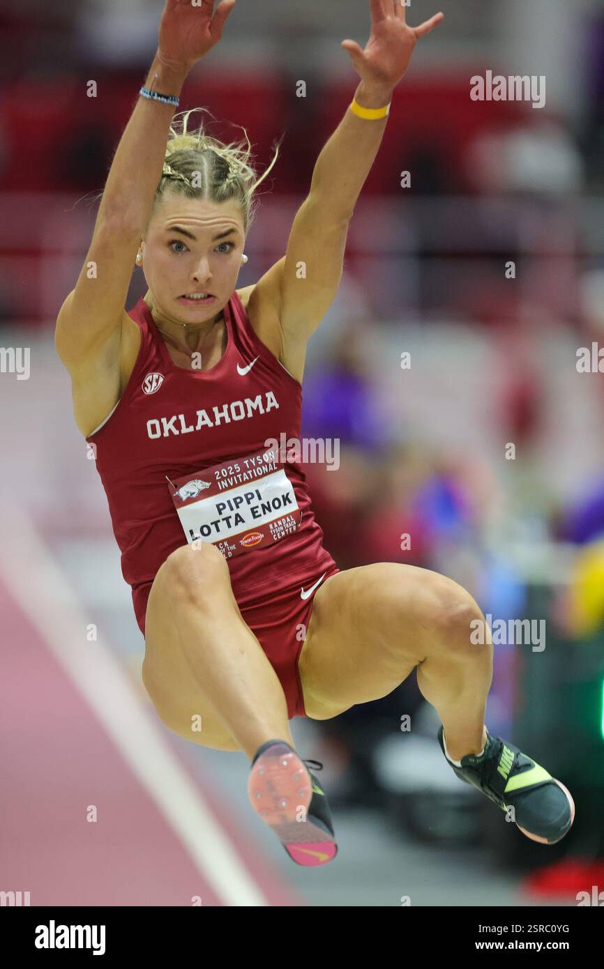 February 14, 2025: Sooners long jumper Pippi Lotta Enok goes into the ...