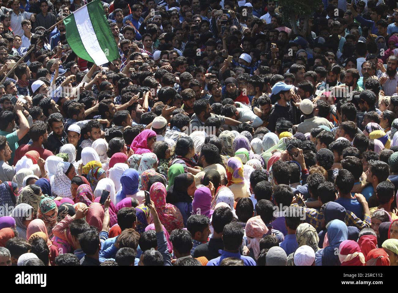 People in slain rebels funeral procession, Sopore town, Kashmir, India ...