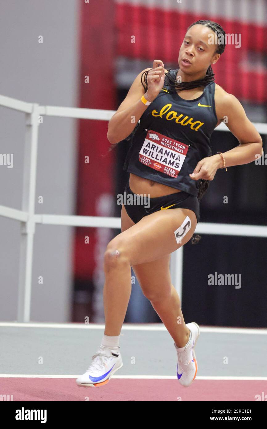 February 14, 2025: Iowa Hawkeye runner Arianna Williams comes around ...