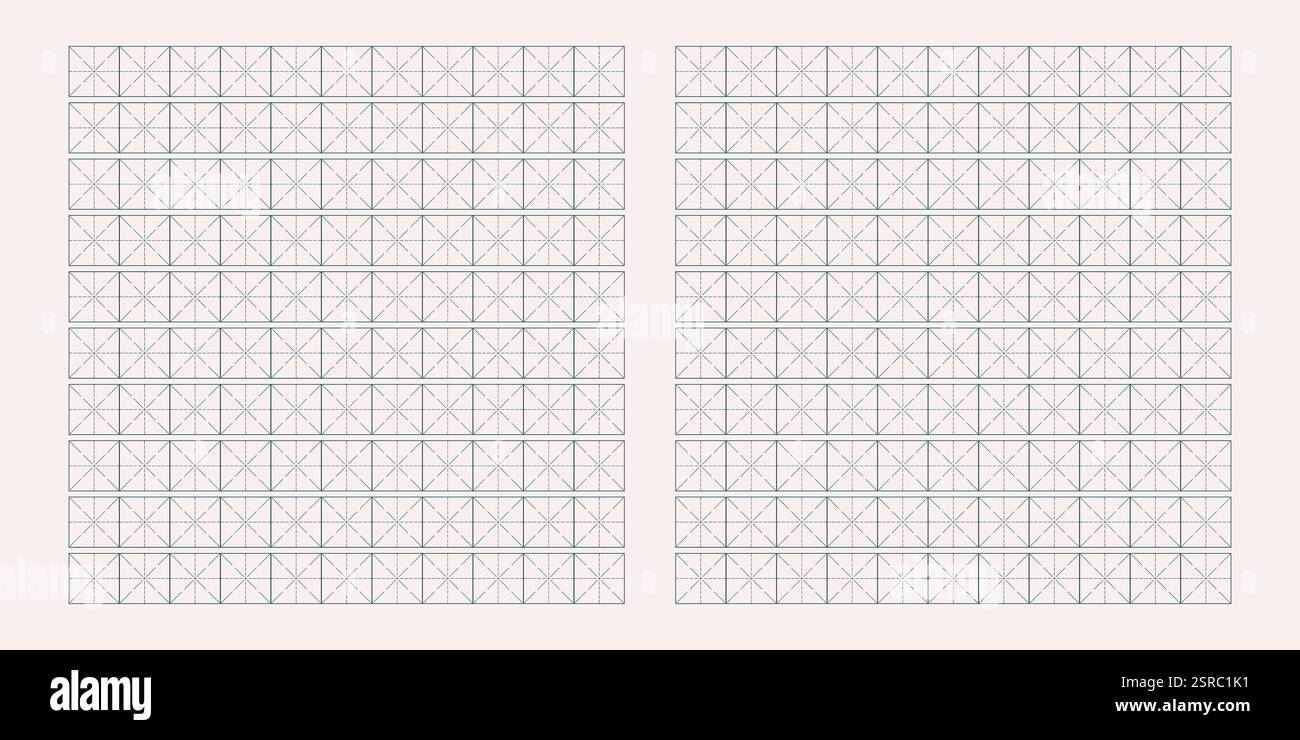 Workbook for writing hieroglyphs. Lined paper for printing. Geometric ...