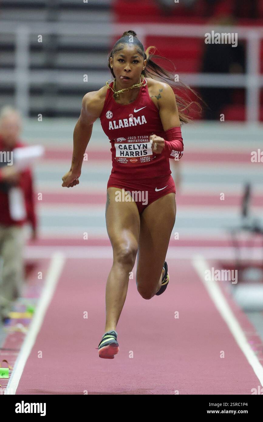 February 14, 2025: Caelyn Harris of Alabama Crimson Tide comes down the ...