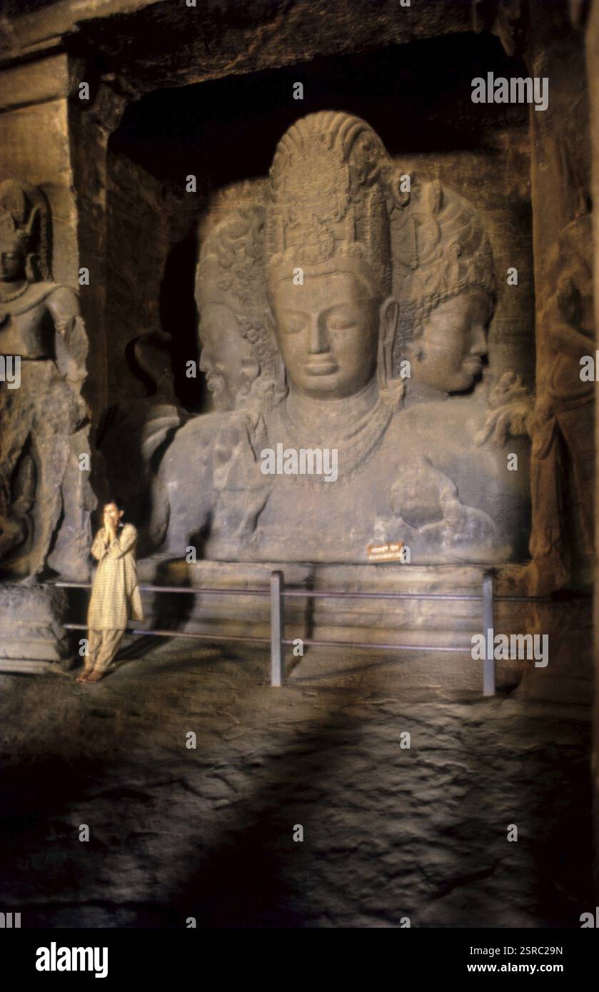 The Three headed God Shiva, Elephanta Caves, maharashtra, india Stock ...