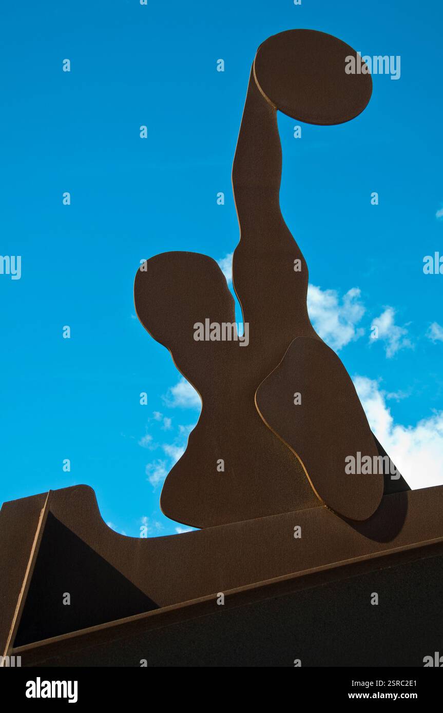 Water polo player, detail in Tribute to Swimming, sculpture by Alfredo ...