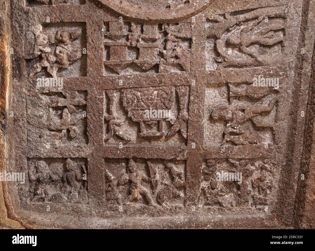 Scenes from Kiratarjuniyam on ceiling of cave number nineteen in ...